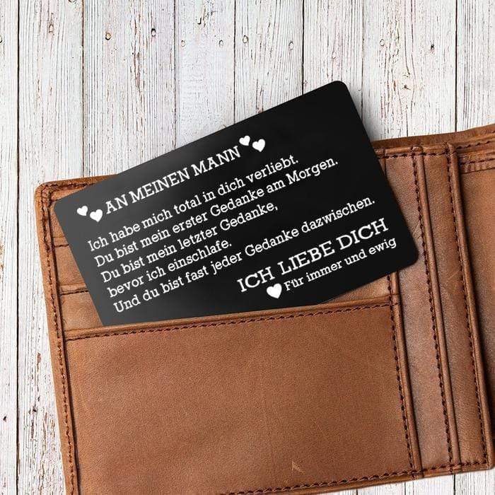 Brieftaschenkarte - An Meinen Mann - Du Bist Mein Erster Gedanke Am Mo ...