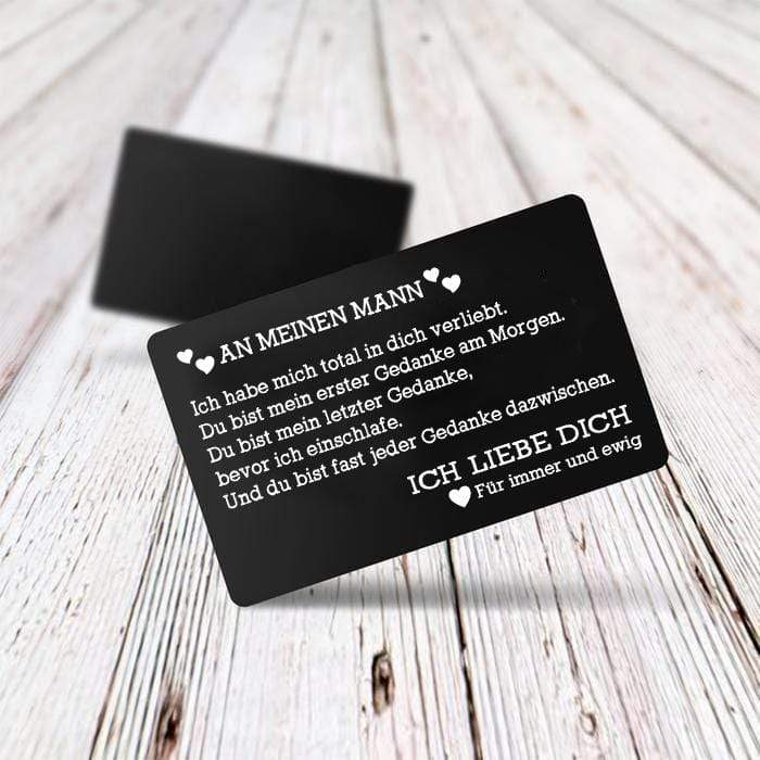 Brieftaschenkarte - An Meinen Mann - Du Bist Mein Erster Gedanke Am Mo ...